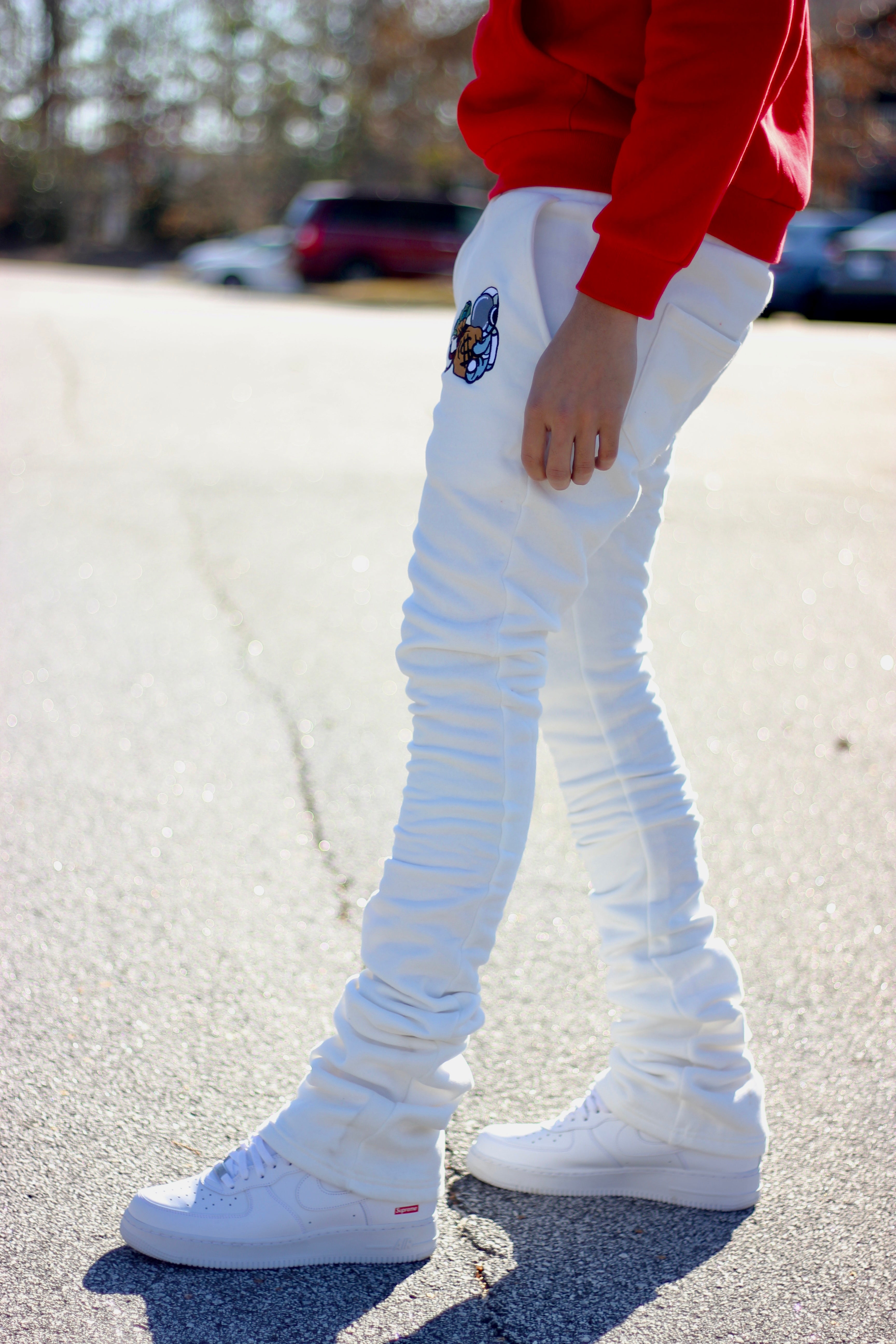 Super Stacked White Joggers – Swipey ATL