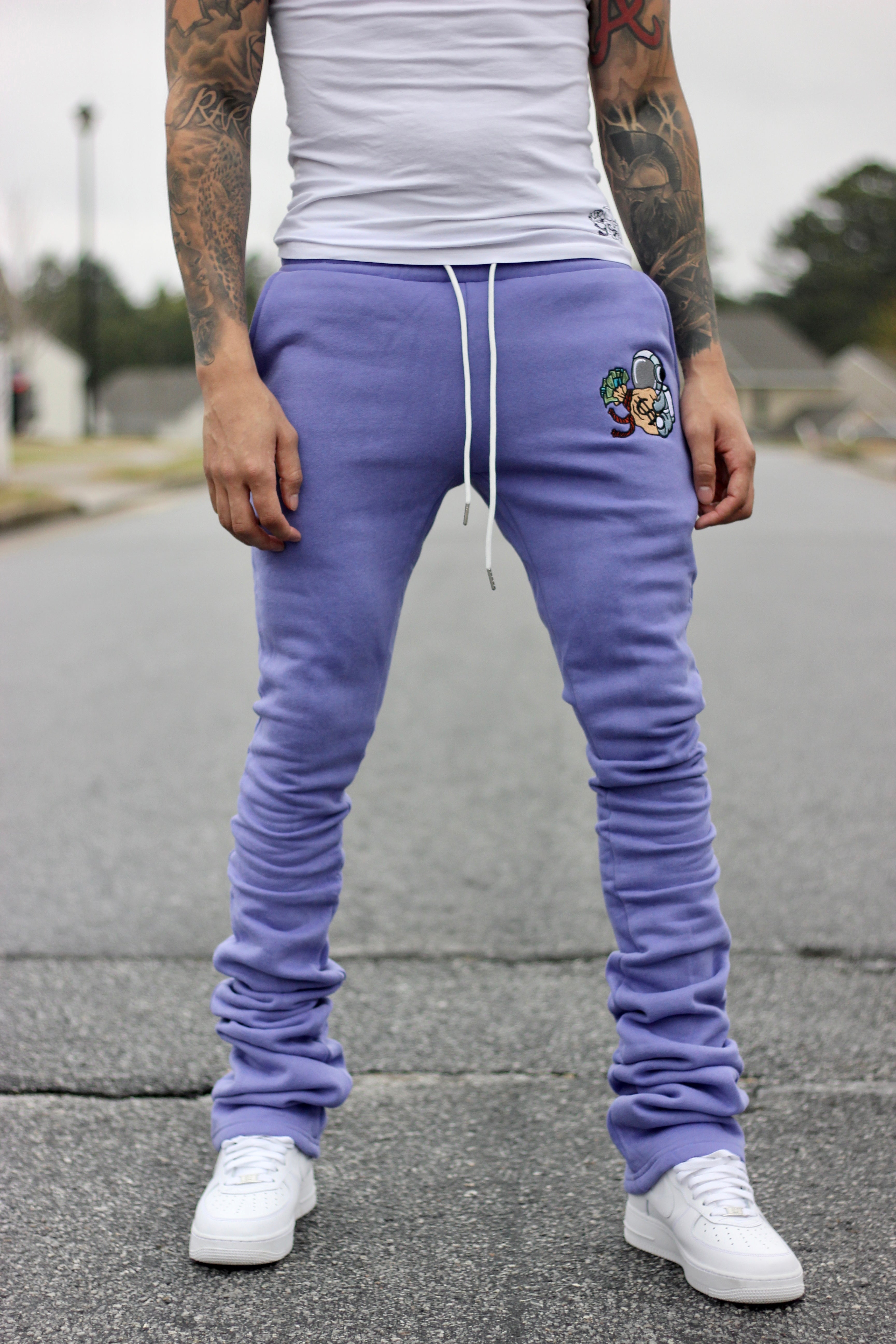 Super Stacked Purple Joggers – Swipey ATL