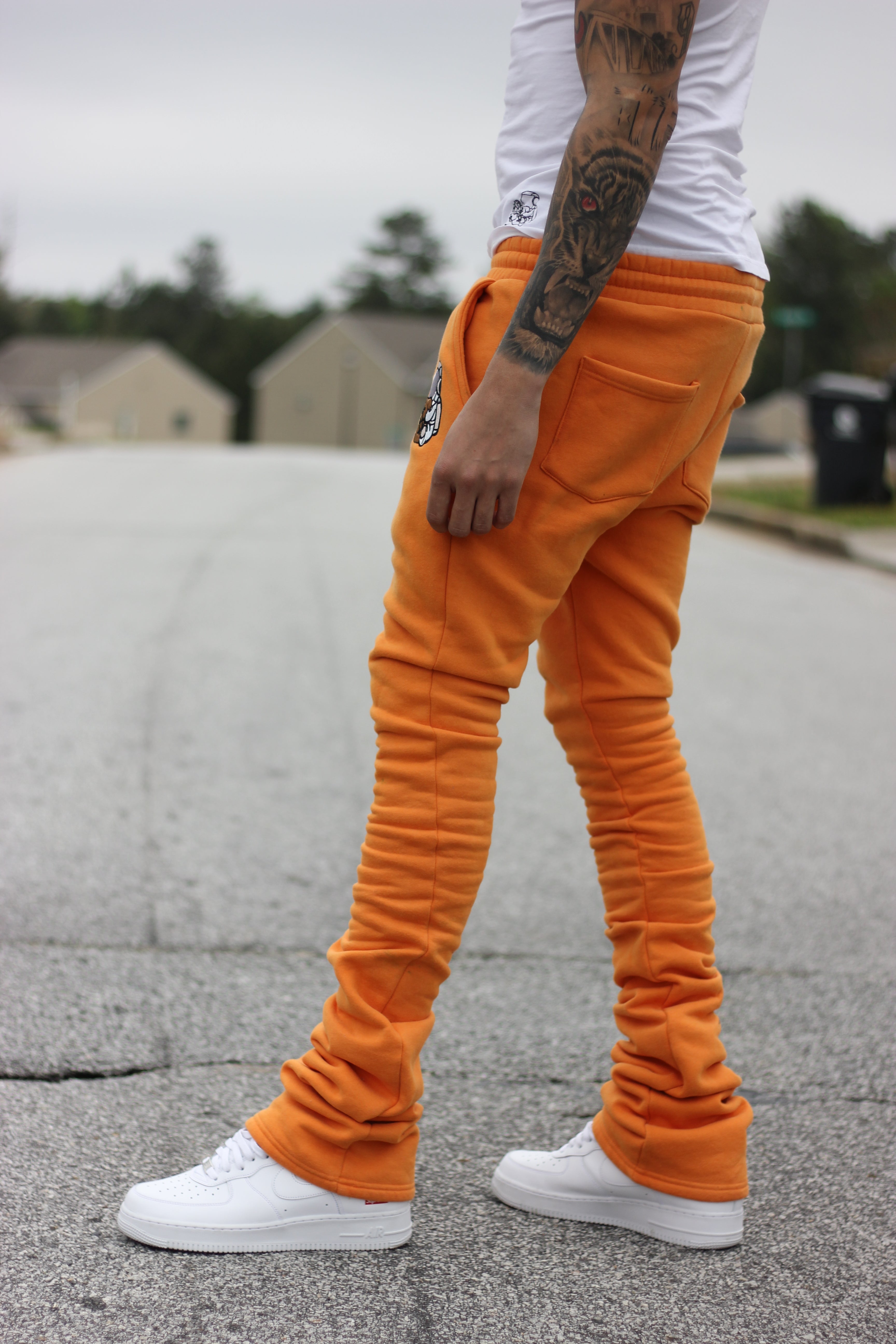 Super Stacked Orange Joggers – Swipey ATL
